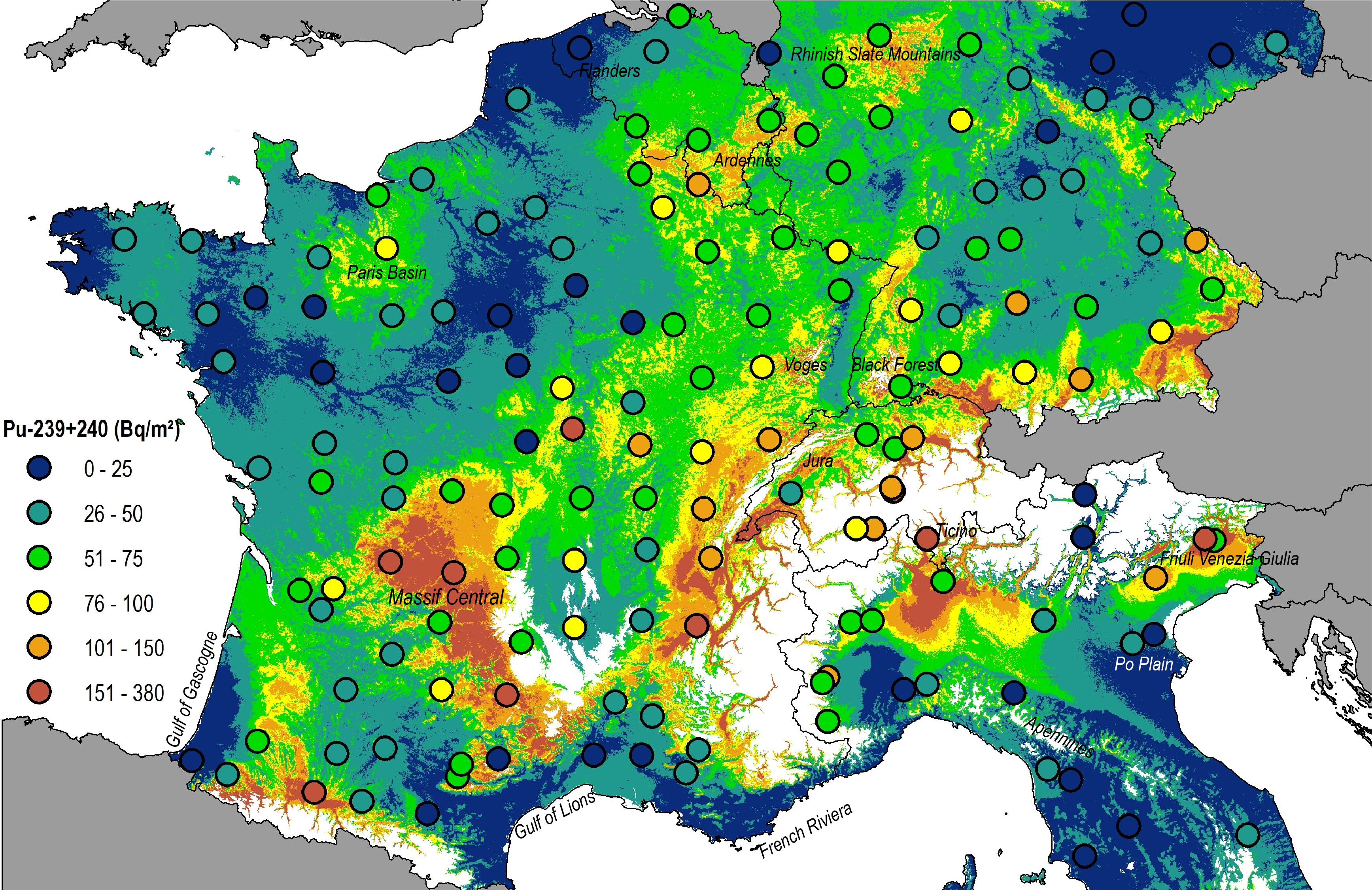 New map for radioactive soil contamination in Western Europe