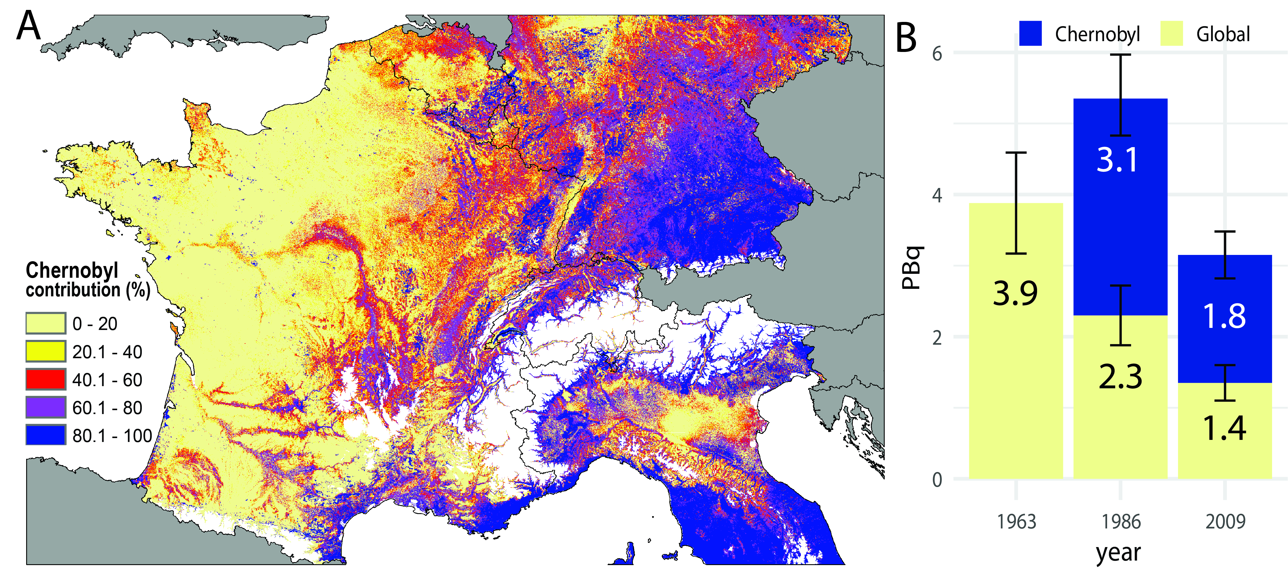 New map for radioactive soil contamination in Western Europe